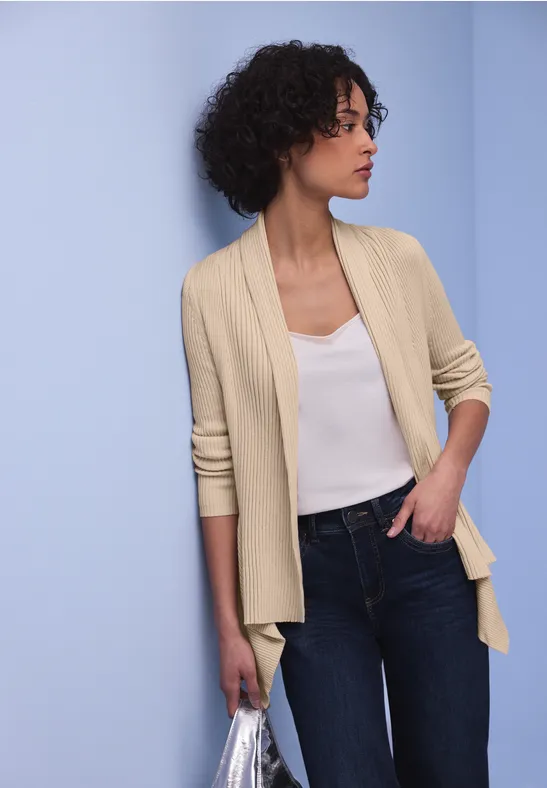 STREET-ONE Cardigan Cutline pour femmes en Beige | STREET-ONE