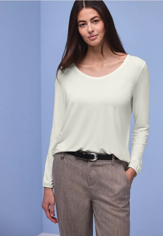 STREET-ONE Basic Shirt für Damen in Weiß | STREET-ONE