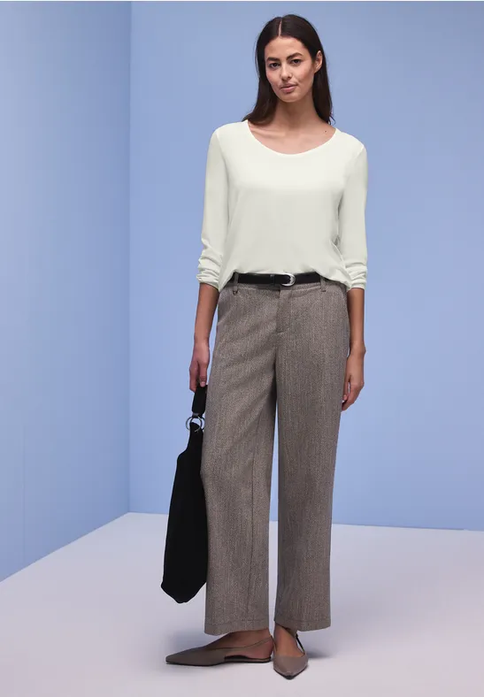 STREET-ONE Basic Shirt für Damen in Weiß | STREET-ONE