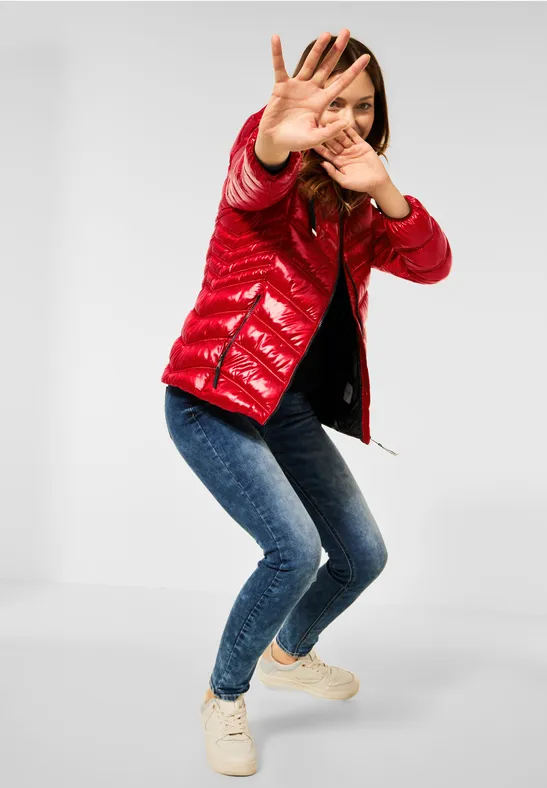 Street One Kapuzenjacke In Stepp Optik Für Damen In Rot Street One