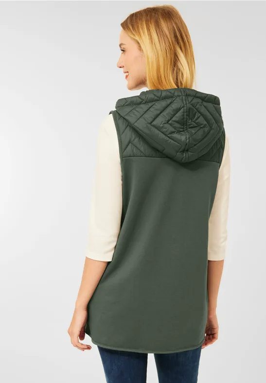 STREET-ONE Lange Weste mit Kapuze für Damen in Grün | STREET-ONE