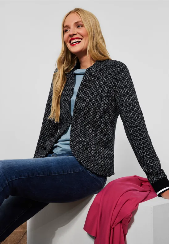 STREET-ONE Blazer jacquard en Noir | STREET-ONE