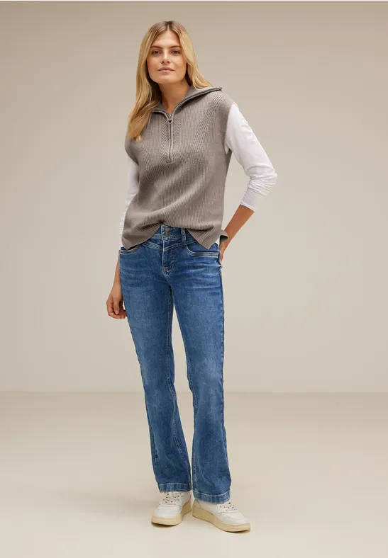 STREET-ONE Troyer Pullunder mit Zipper für Damen in Braun | STREET-ONE