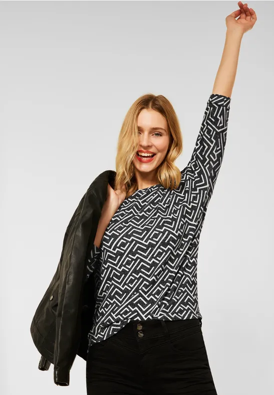STREET-ONE Shirt mit Print für Damen in Schwarz | STREET-ONE