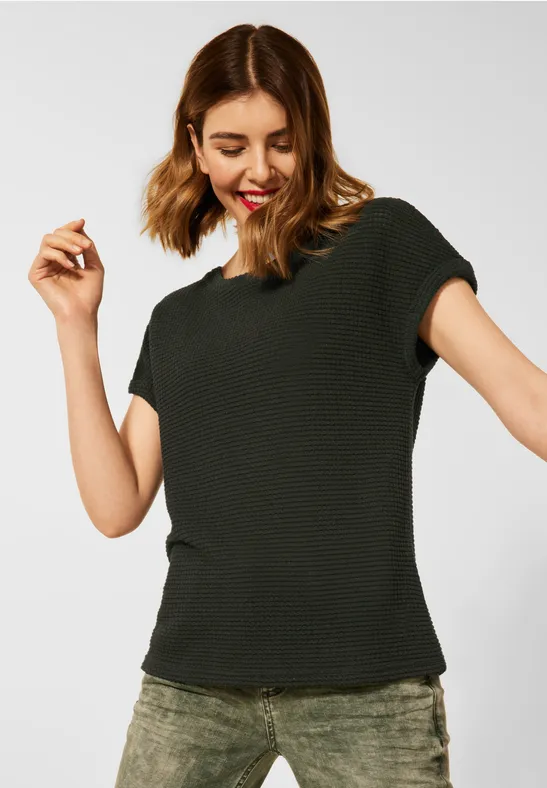 STREET-ONE Struktur Shirt für Damen in Grün | STREET-ONE