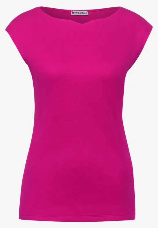 STREET-ONE T-Shirt mit U-Boot Kragen für Damen in Pink - ADA | STREET-ONE