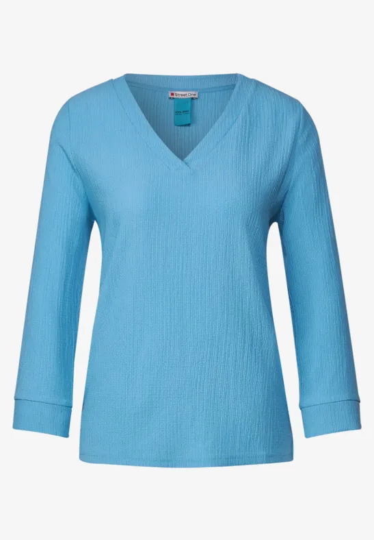STREET-ONE Shirt mit feiner Struktur für Damen in Blau | STREET-ONE