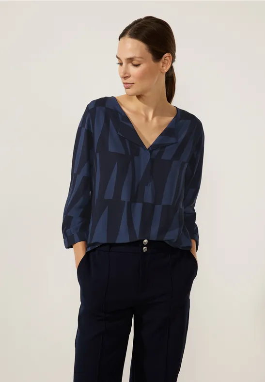 STREET-ONE Viskose Printshirt für Damen in Blau | STREET-ONE