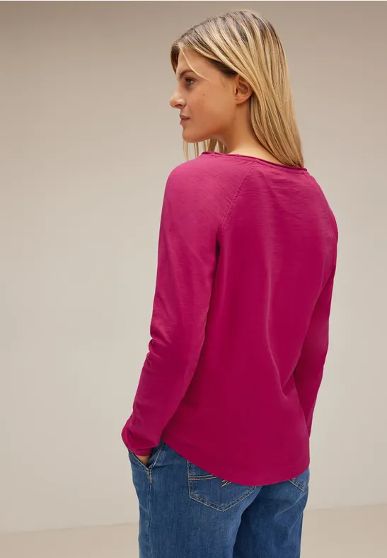 STREET-ONE Basic Langarmshirt für Damen in Rot - MINA | STREET-ONE