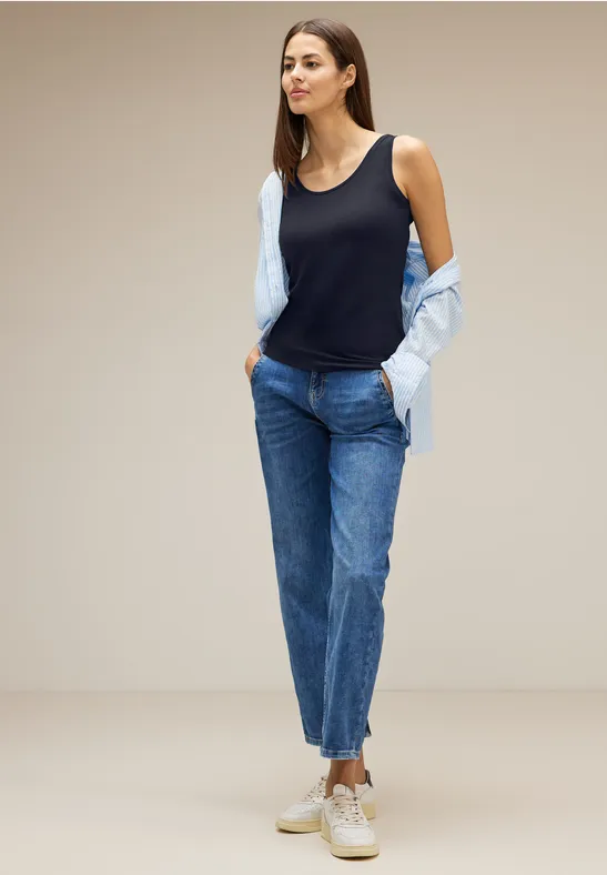 STREET-ONE Basic Longtop für Damen in Blau | STREET-ONE