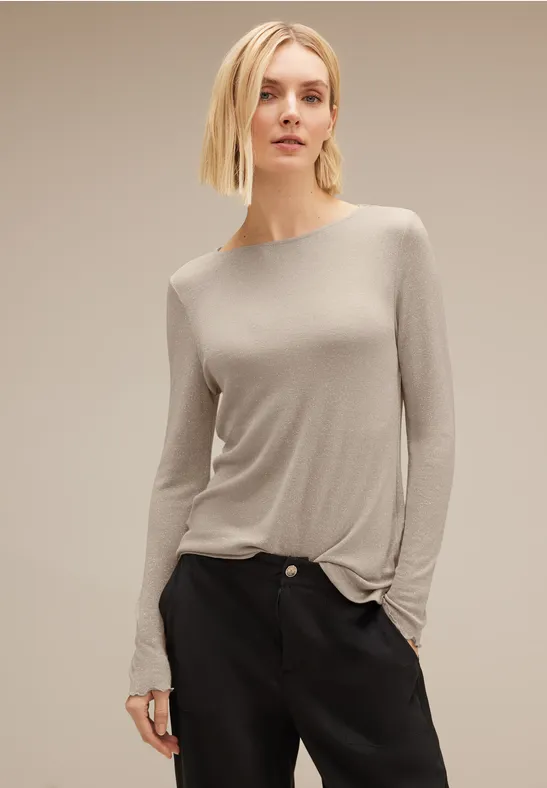 STREET-ONE Shirt mit Glanzeffekt für Damen in Beige | STREET-ONE STREET-ONE Shirt mit Glanzeffekt für Damen in Beige | STREET-ONE