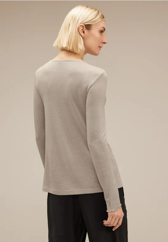 STREET-ONE Shirt mit Glanzeffekt für Damen in Beige | STREET-ONE