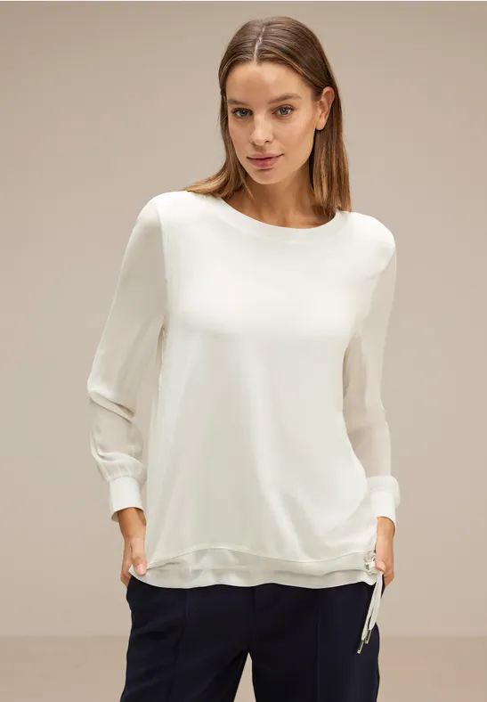 STREET-ONE Chiffon Shirt für Damen in Weiß | STREET-ONE