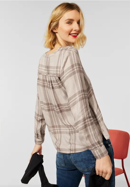 STREET-ONE Chemisier dans un design à carreaux en Beige | STREET-ONE