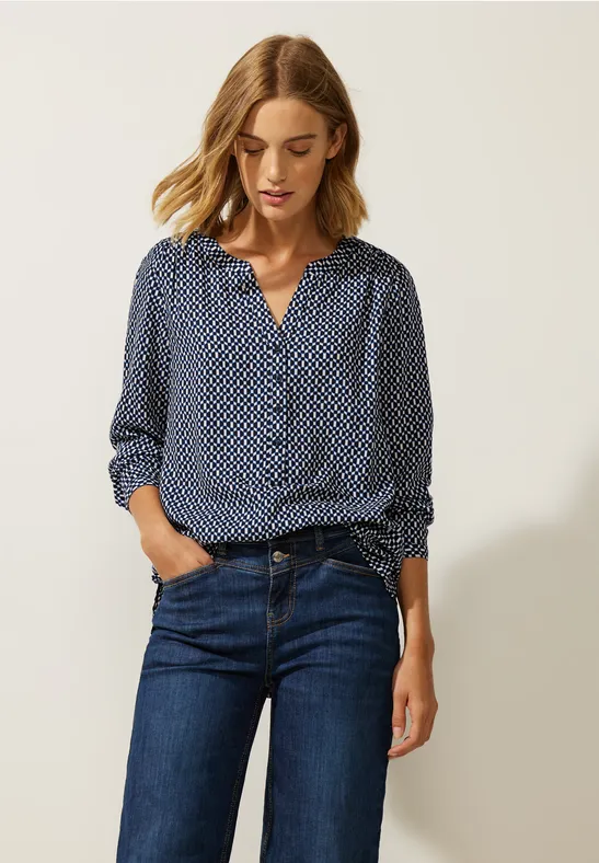 STREET-ONE Bluse mit Minimalprint für Damen in Blau - BAMIKA | STREET-ONE