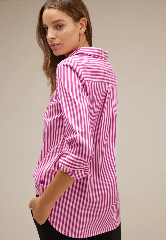 STREET-ONE Chemisier à rayures en Rose vif|Blanc | STREET-ONE