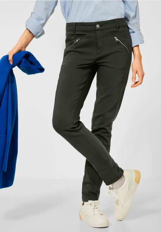 STREET-ONE Pantalon coupe décontractée avec zips in Vert - YULIUS ...
