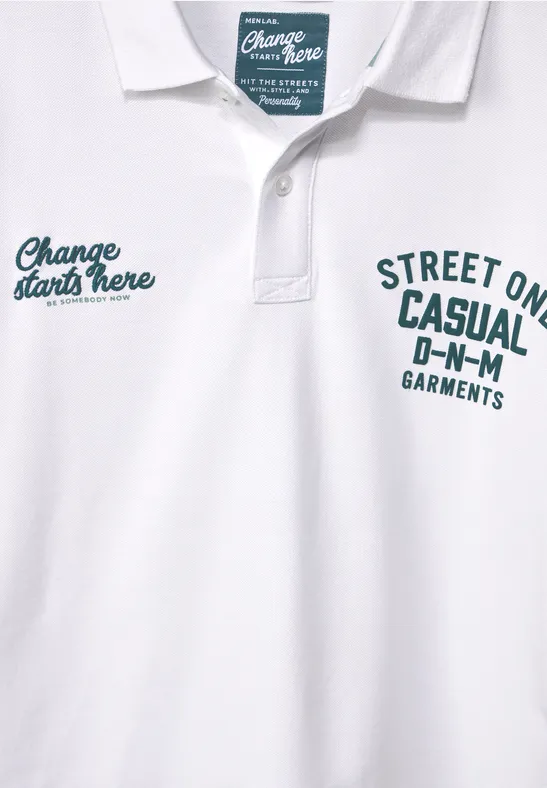 STREET-ONE Polo oxfort avec mélange d'imprimés in Blanc | STREET-ONE